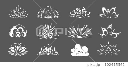 Cartoon bomb explosion, comic clouds and boom...のイラスト素材 [102415562] - PIXTA