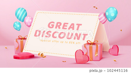 3D pink discount promotion posterのイラスト素材 [102445116] - PIXTA