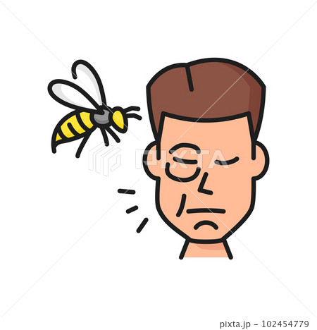 Wasp or bee sting allergy color line icon....のイラスト素材 [102454779] - PIXTA