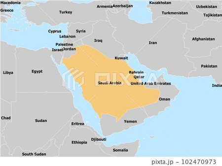 Saudi Arabia map border infographic land atlasのイラスト素材 [102470973] - PIXTA