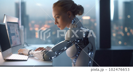 Beautiful humanoid android cyborg, insta womans...のイラスト素材 [102476653 ...