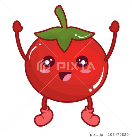 Isolated cute tomato vegetable character Vectorのイラスト素材 [102479820] - PIXTA