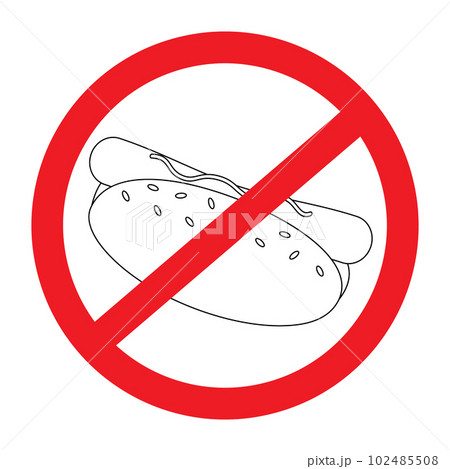 Outline drawing of a hot dog under a red...のイラスト素材 [102485508] - PIXTA