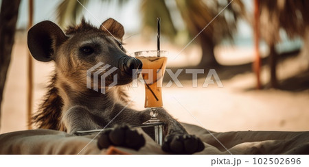hyena is on summer vacation at seaside resort...のイラスト素材 [102502696] - PIXTA