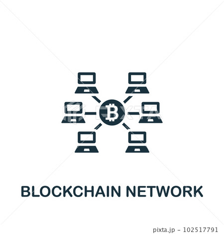 Blockchain network icon. Monochrome simple sign...のイラスト素材 [102517791 ...
