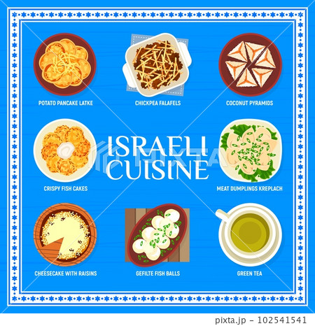Israeli cuisine meals menu. Potato pancake...のイラスト素材 [102541541] - PIXTA
