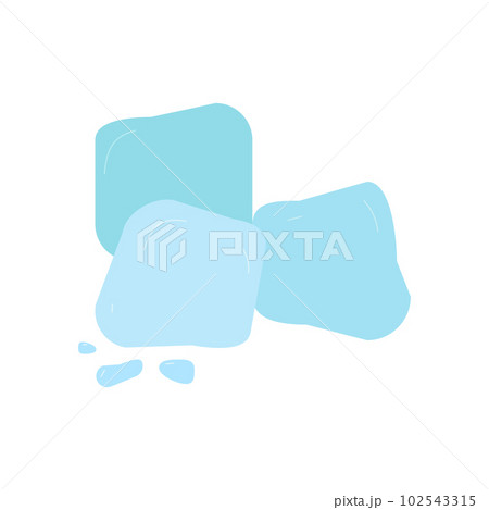 Blue crystal ice cubes on white background. Icy...のイラスト素材 [102543315 ...