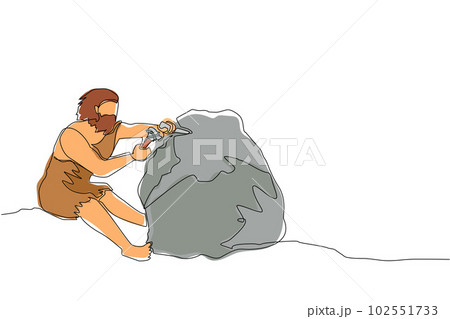 Single one line drawing prehistoric ancient...のイラスト素材 [102551733] - PIXTA