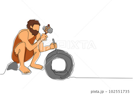 Continuous one line drawing prehistoric...のイラスト素材 [102551735] - PIXTA