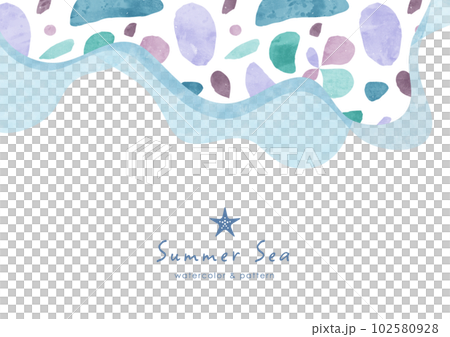 Summer sea and wave background frame Healing... - Stock Illustration ...