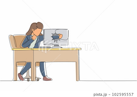 Single continuous line drawing angry...のイラスト素材 [102595557] - PIXTA