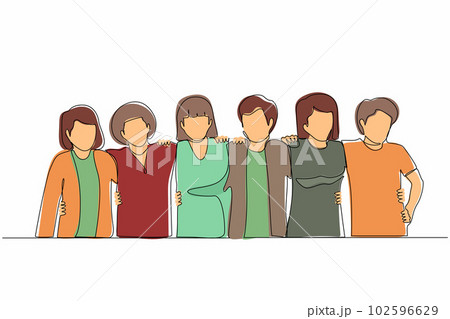 Continuous one line drawing friends forever....のイラスト素材 [102596629] - PIXTA