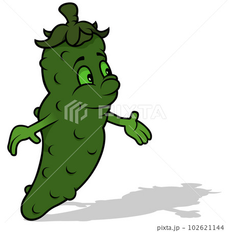 Green Smiling Gherkin with Face and Handsのイラスト素材 [102621144] - PIXTA