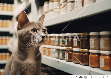 Cute cat in a pet store looking and choosing...のイラスト素材 [102650493] - PIXTA