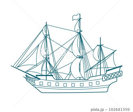 Pirate Ship Sketch Side View