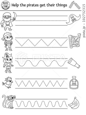 Vector pirate handwriting practice worksheet....のイラスト素材 [102732315] - PIXTA