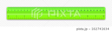 Realistic green plastic ruler with measurement...のイラスト素材 [102741634 ...