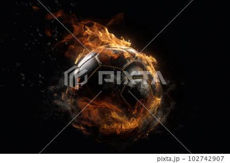 Burning soccer ball on black background, a...のイラスト素材 [102742907] - PIXTA