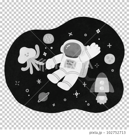 Yurukawa space flight, monochrome - Stock Illustration [102752713] - PIXTA