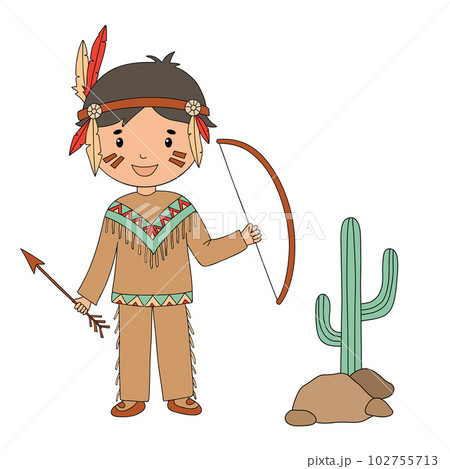 Native American Indian Boy Cartoon Cartoon Children Native Indian