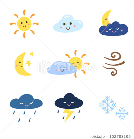 Set of cute weather cartoon for forecast....のイラスト素材 [102788109] - PIXTA