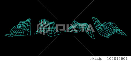 Neon distorted perspective grid pack. Glitch...のイラスト素材 [102812601] - PIXTA