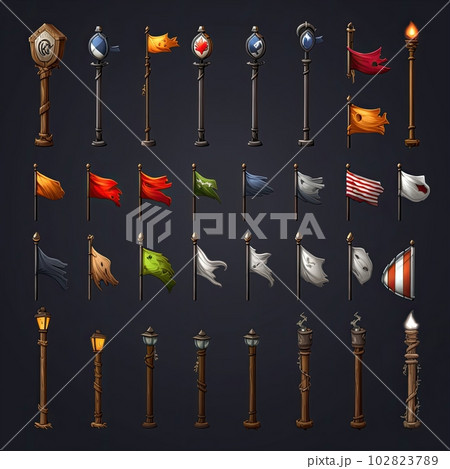 pennant flag pole game ai generatedのイラスト素材 [102823789] - PIXTA