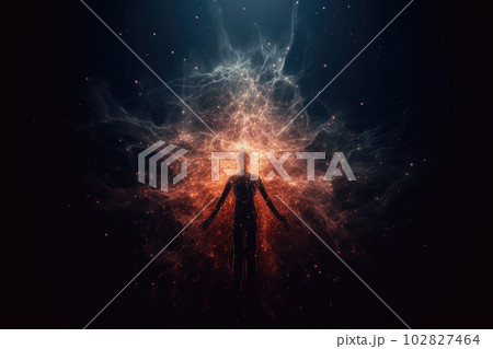Human figure radiating light. The subject of...のイラスト素材 [102827464] - PIXTA