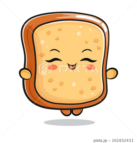 Cute funny toast doing yoga character. Vector...のイラスト素材 [102832431] - PIXTA