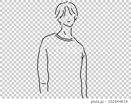 Simple line drawing of a cool man / hand-drawn... - Stock Illustration ...