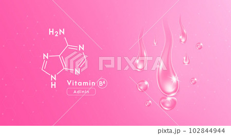 Drop water vitamin B4 pink and structure....のイラスト素材 [102844944] - PIXTA