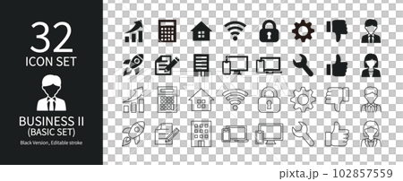 Commonly used icon set related to business - Stock Illustration ...