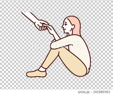 A woman taking a helping hand. Illustration... - Stock Illustration ...