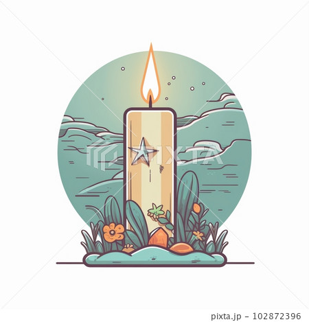 Cartoon baptismal candle, symbolizing the light...のイラスト素材 [102872396 ...