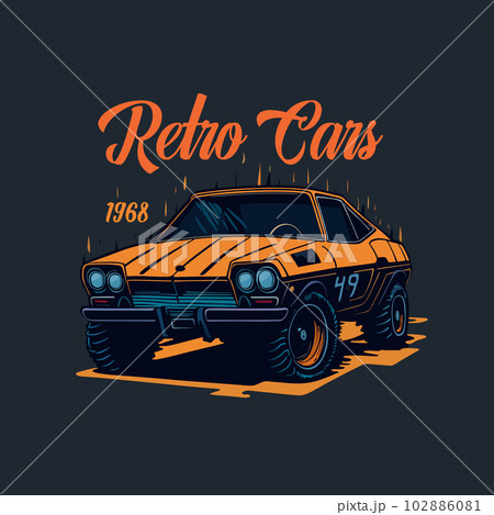 Drag Racing old car for vector printing.Vintage...のイラスト素材 [102886081 ...