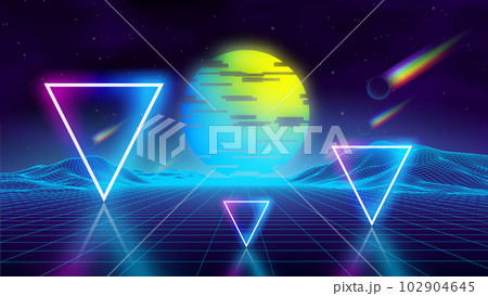 Retro 3d illustration with blue retro. Game...のイラスト素材 [102904645] - PIXTA
