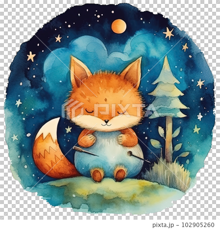 Transparent Animated Kawaii Night Cute Star. Element Of Night And