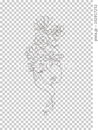 Vector material: female face, flower head_line art - Stock Illustration ...