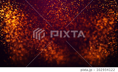 Golden red glow particles flicker and float in...のイラスト素材 [102934122 ...