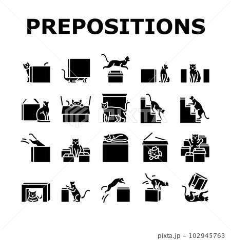 preposition english language icons set vectorのイラスト素材 [102945763] - PIXTA