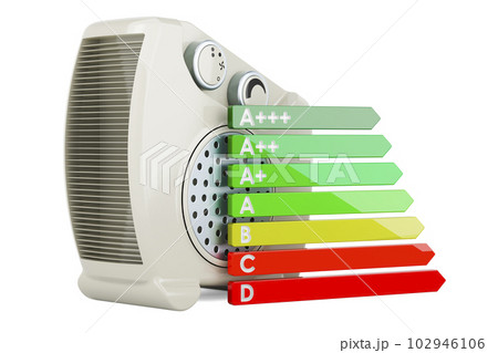 Fan heater with energy efficiency chart, 3D...のイラスト素材 [102946106] - PIXTA
