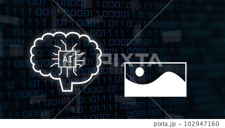 Image of ai text, icons and binary codingのイラスト素材 [102947160] - PIXTA