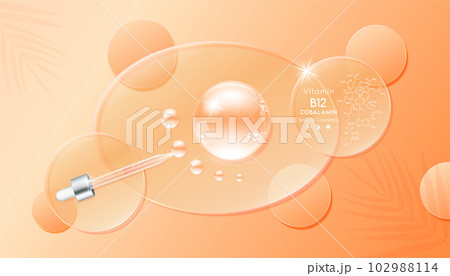 Serum gel drop orange on transparent ellipse...のイラスト素材 [102988114] - PIXTA