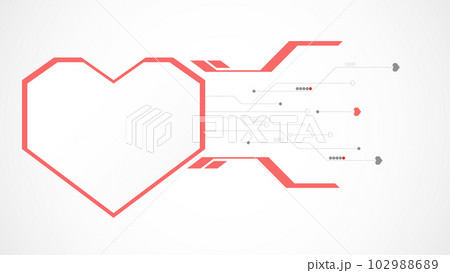 white red heart technology valentine background...のイラスト素材 [102988689 ...