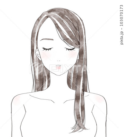 目を閉じる女性のイラスト素材 [103070173] - PIXTA