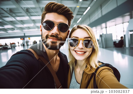 Adventurous Moments: Young Couple Travelers'...のイラスト素材 [103082837] - PIXTA