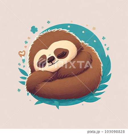 The slow-moving and adorable sloth can create a...のイラスト素材 [103098828 ...
