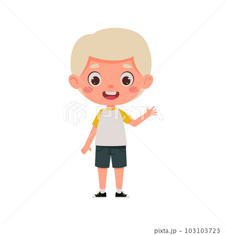 Cartoon Little Boy Waving