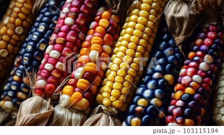 Colored corn cobs. Cereals and grain culture....のイラスト素材 [103115194] - PIXTA