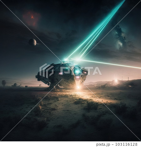 Spaceship crash landing during the battle with...のイラスト素材 [103116128 ...